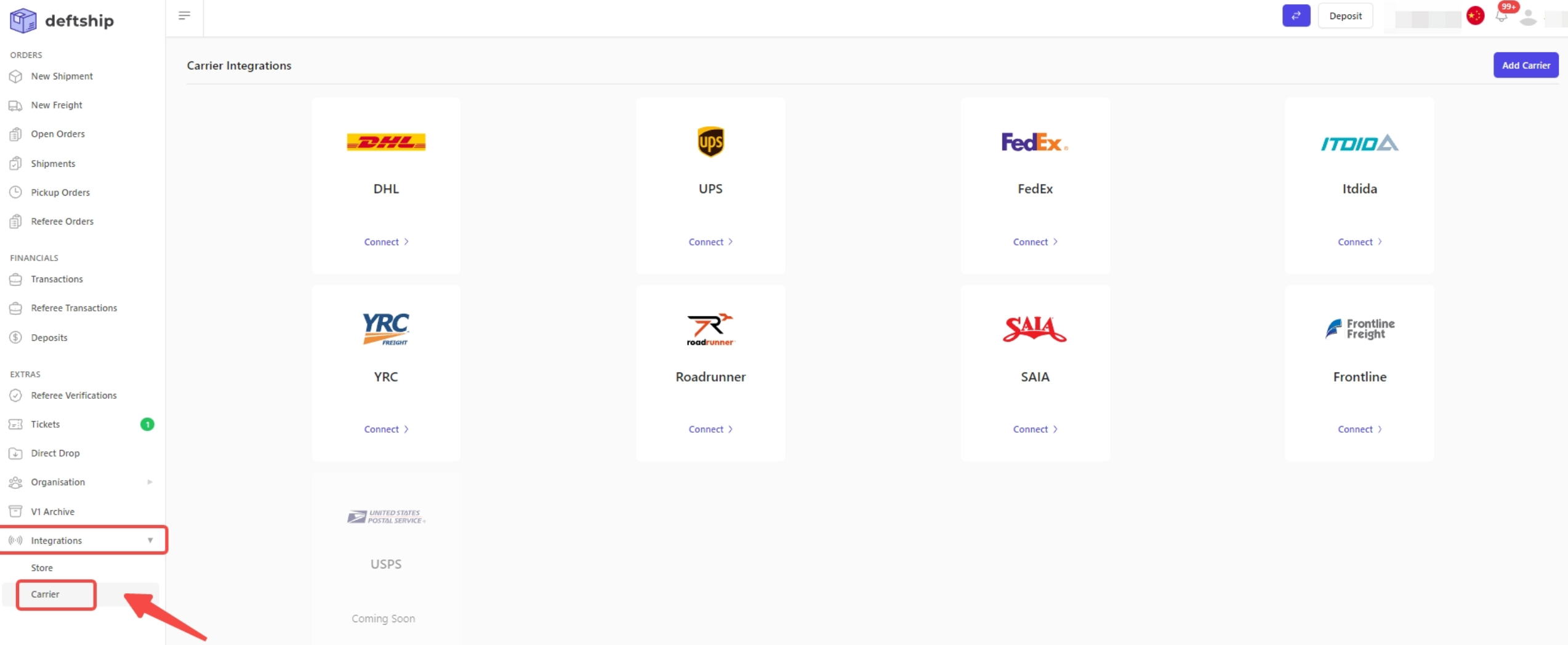How to connect your own Carrier