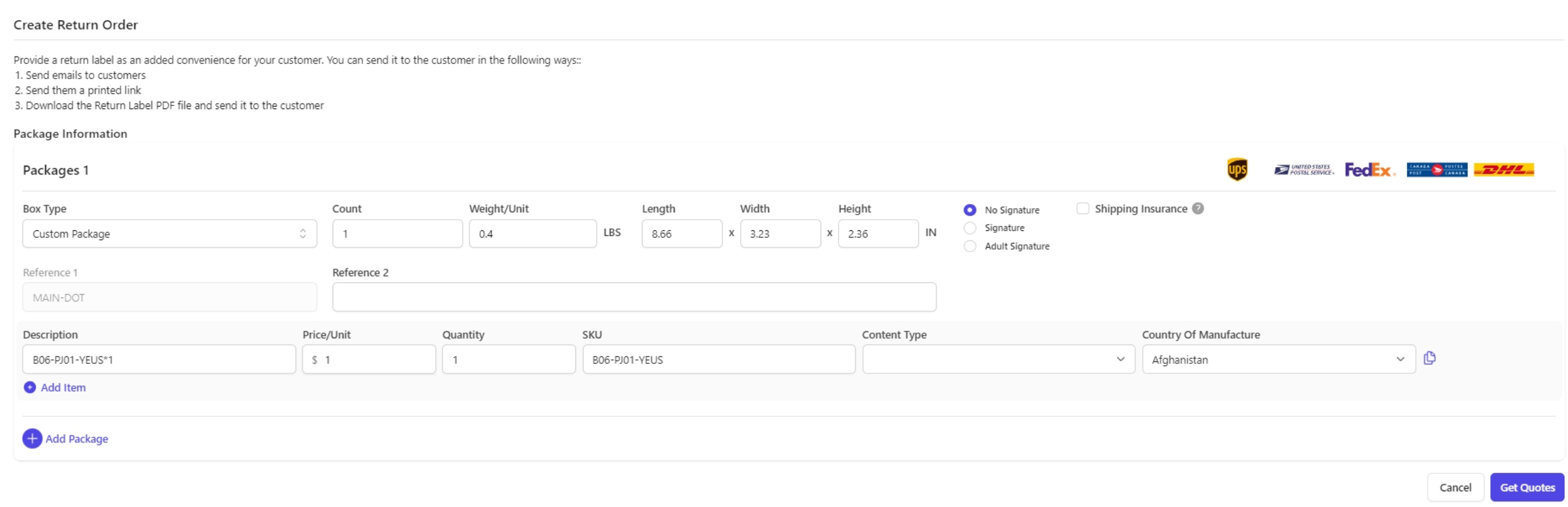 How to make a Return Label